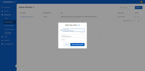 Adding a command line into Global Whitelist Adding a command line into Global Whitelist