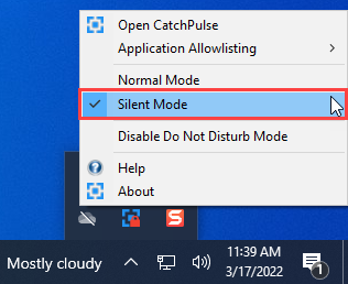 Set Silent mode in CatchPulse