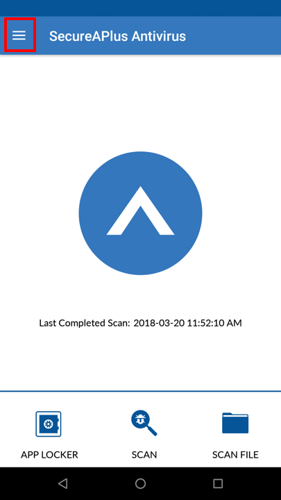 SecureAPlus for Android menu