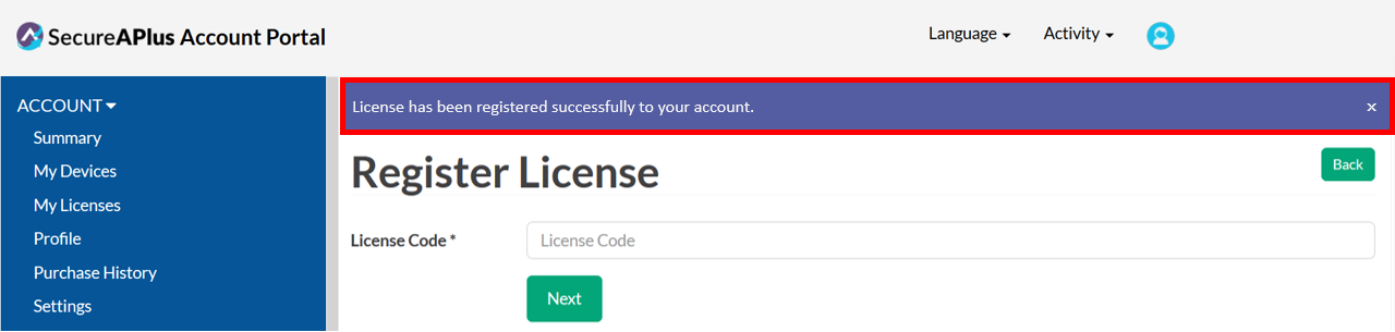 Adding licenses to my account