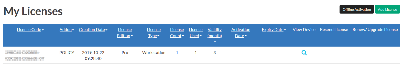 Adding licenses to my account