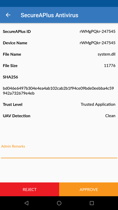 Requesting whitelist approval on SecureAPlus for Android