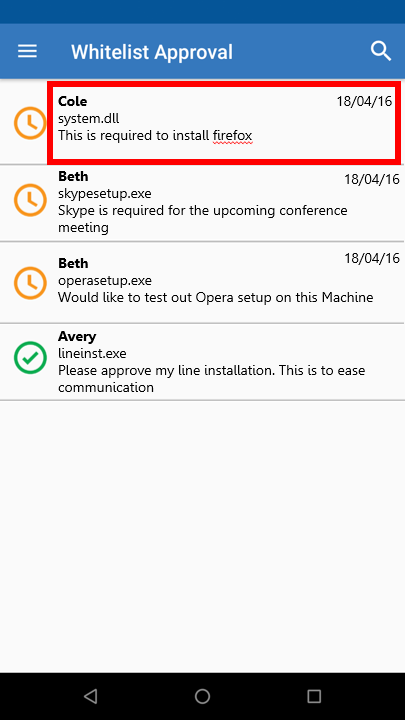 Requesting whitelist approval on SecureAPlus for Android